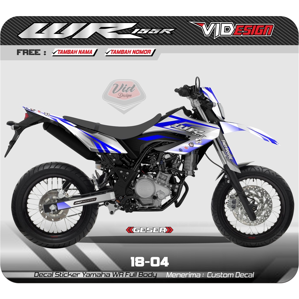 Jual Stiker setiker Sticker Decal Dekal Yamaha Wr 155 Biru Doff Super ...