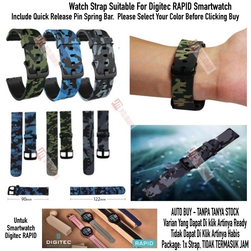 Jual Tali Jam Watch Strap Digitec Rapid - Camo Army Keren Quick Release ...