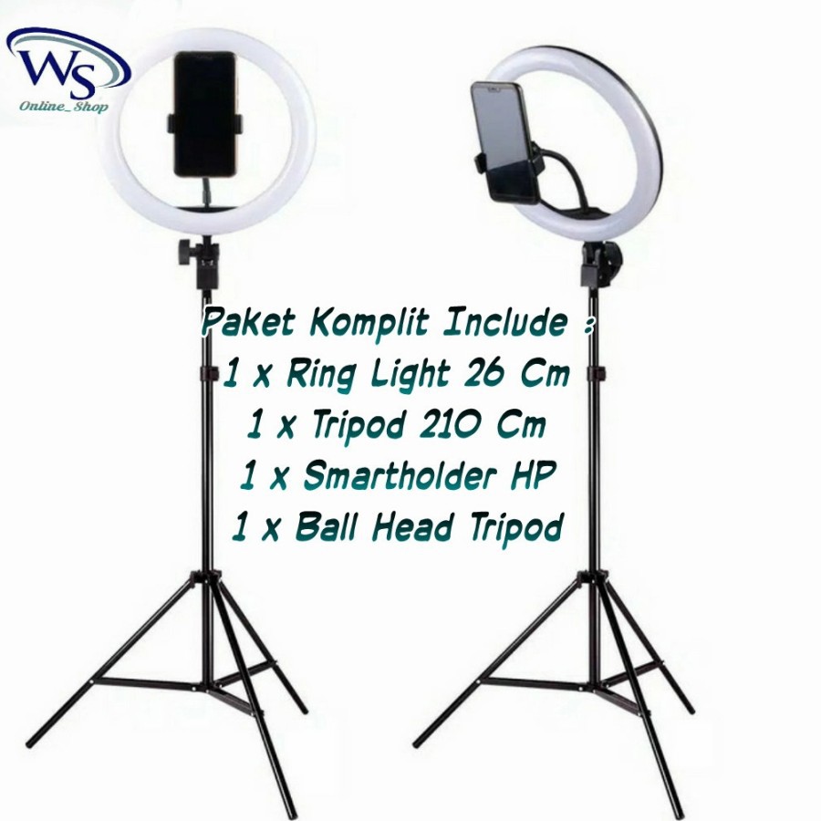Jual Lampu RingLight LED 26 cm + Tripod Besi 2,1M - Paket Murah Lampu ...