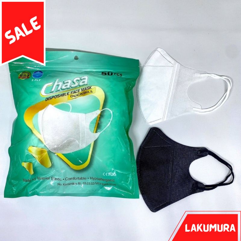 Jual Chasa Duckbil Diposable Face Mask Premium Embos 3 ply Sachet Isi ...