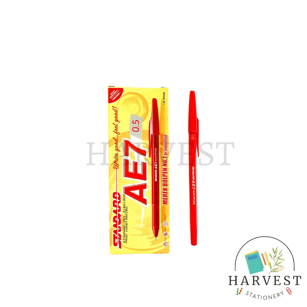 Jual Pulpen Standard AE7 0.5 HITAM MERAH BIRU (12PCS) | Shopee Indonesia