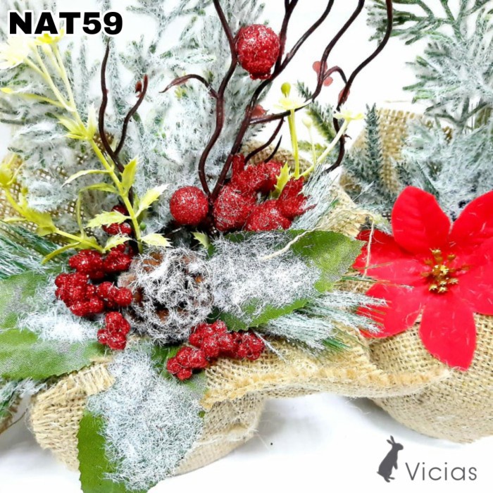 Jual Natal-Hiasan- Nat59 Hiasan Meja Natal Christmas Pinus Vas Jerami ...