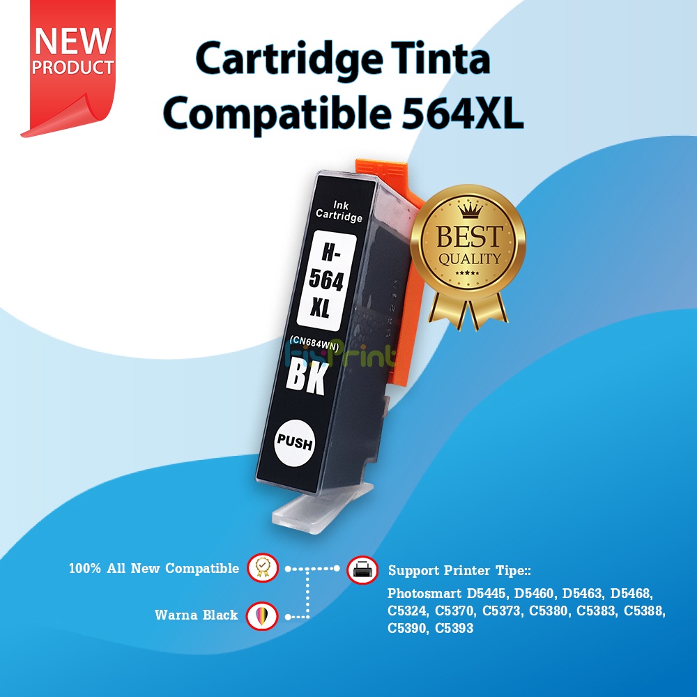 Jual Cartridge Tinta Compatible 564XL Black With Chip, Refill Ink H ...