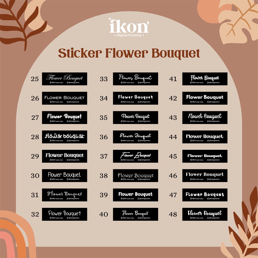 Jual STICKER FLOWER BOUQUE LANGSUNG TEMPEL UKURAN 1,5x4 CM / LABEL ...