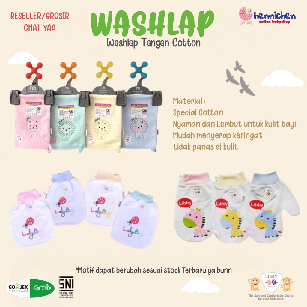 Jual LIBBY Washlap Tangan Cotton Bayi SNI 1 PCS Baby avene waslap anak ...
