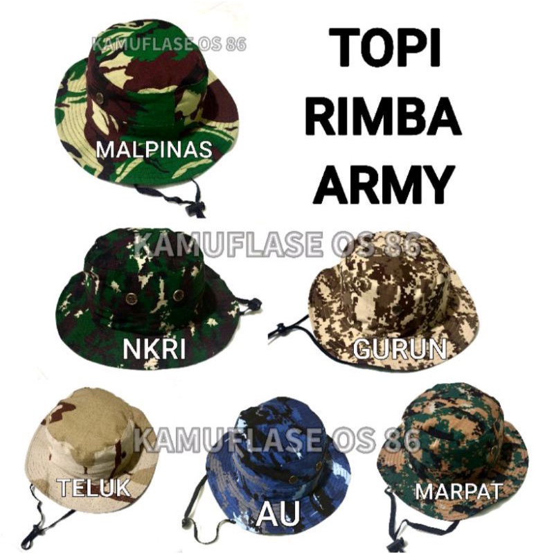 Jual TOPI RIMBA HATS LORENG ARMY MALVINAS MILITARY -RIMBA SETOPER ...