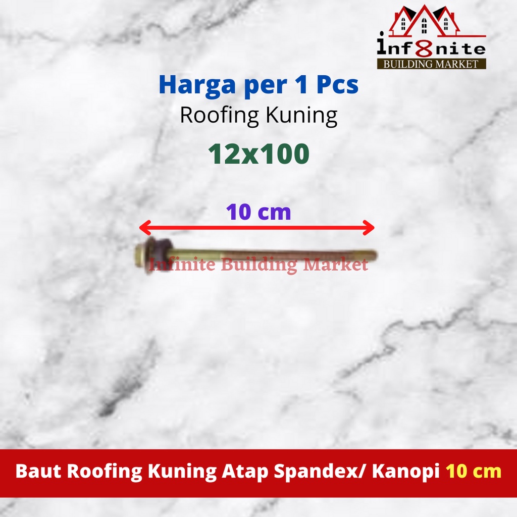 Jual Sekrup Skrup Roofing 12x100 Baut Ruping Atap Baja Ringan Kuning 10 ...
