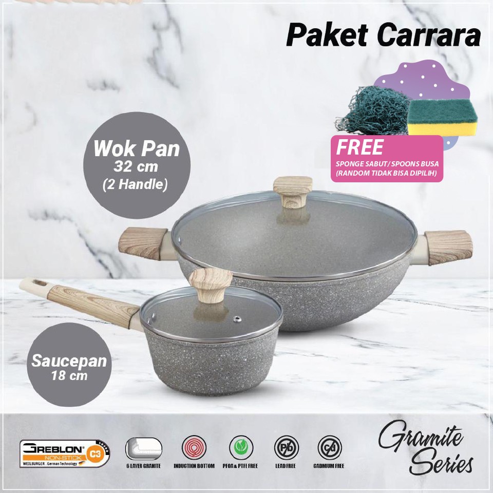 Jual STEINCOOKWARE/ GRANITE SERIES/GREBLON/KUALI/GRILL/WOK PAKET ...