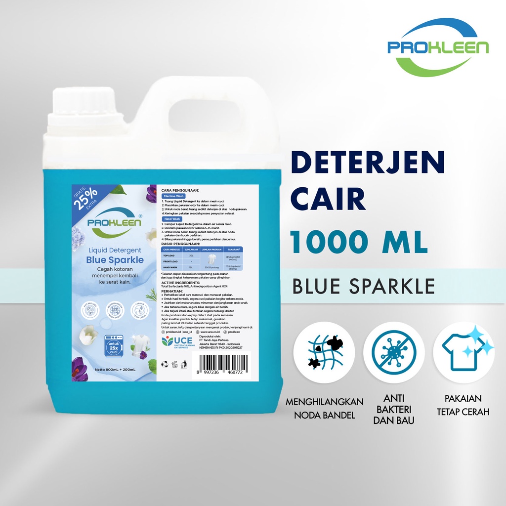Jual PROKLEEN Deterjen Cair Laundry Liquid Detergent 1000mL | Shopee ...