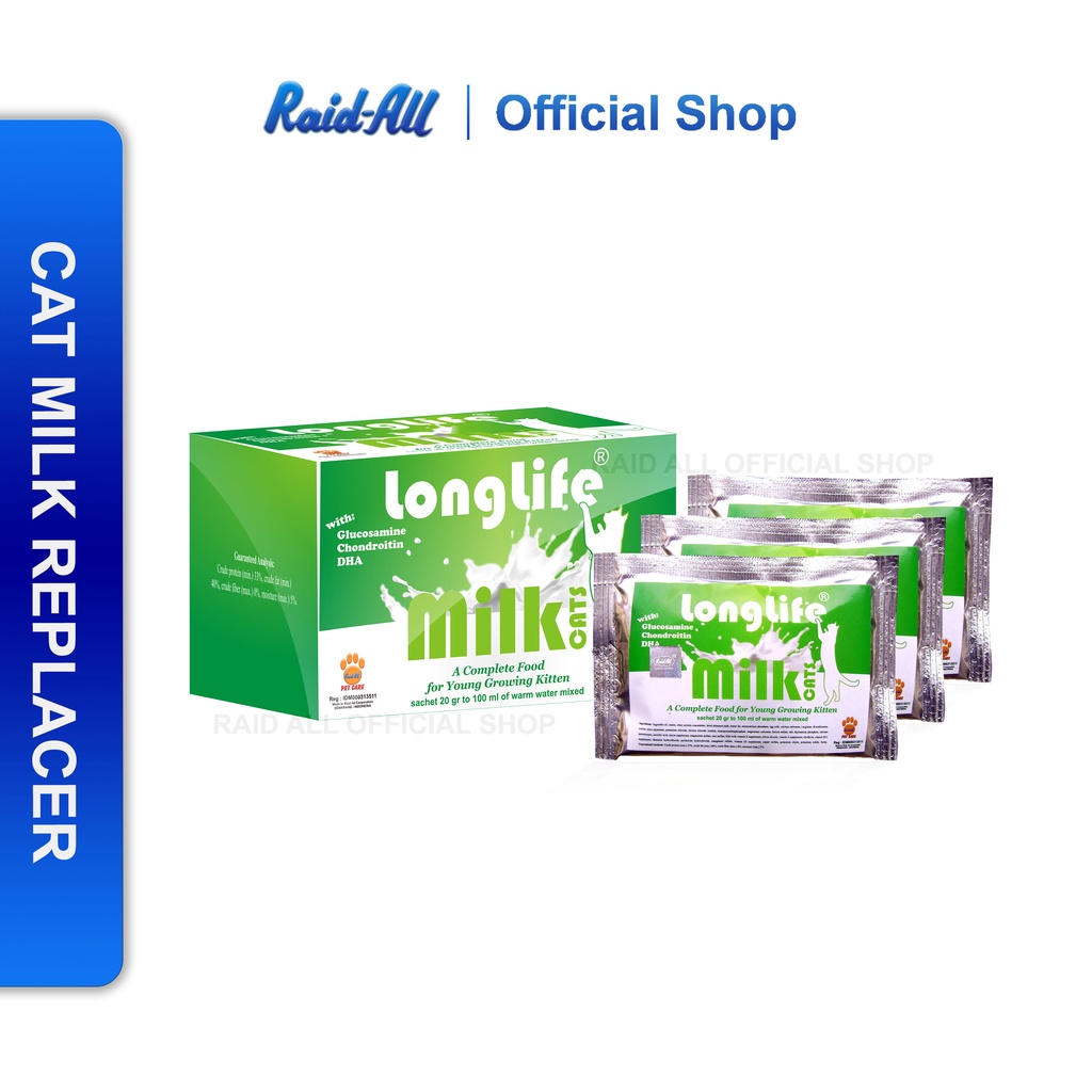 Jual RAID ALL - Longlife Milk For Young Growing Kitten (Growing) 15 gr | Shopee Indonesia