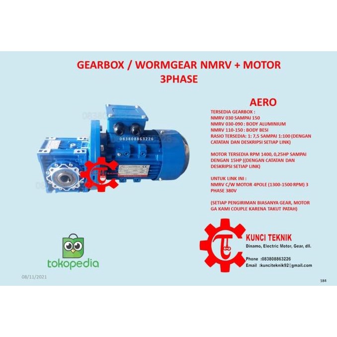 Jual Worm Gear/ Gearbox/ Gear Reducer Nmrv 050 Ratio 7,5-30 Dengan ...