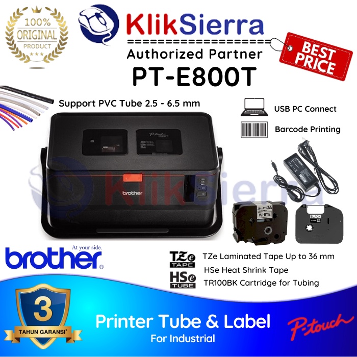 Jual BROTHER PT-E800T PTouch Label Barcode PTE800 Printer Tubing E800 ...