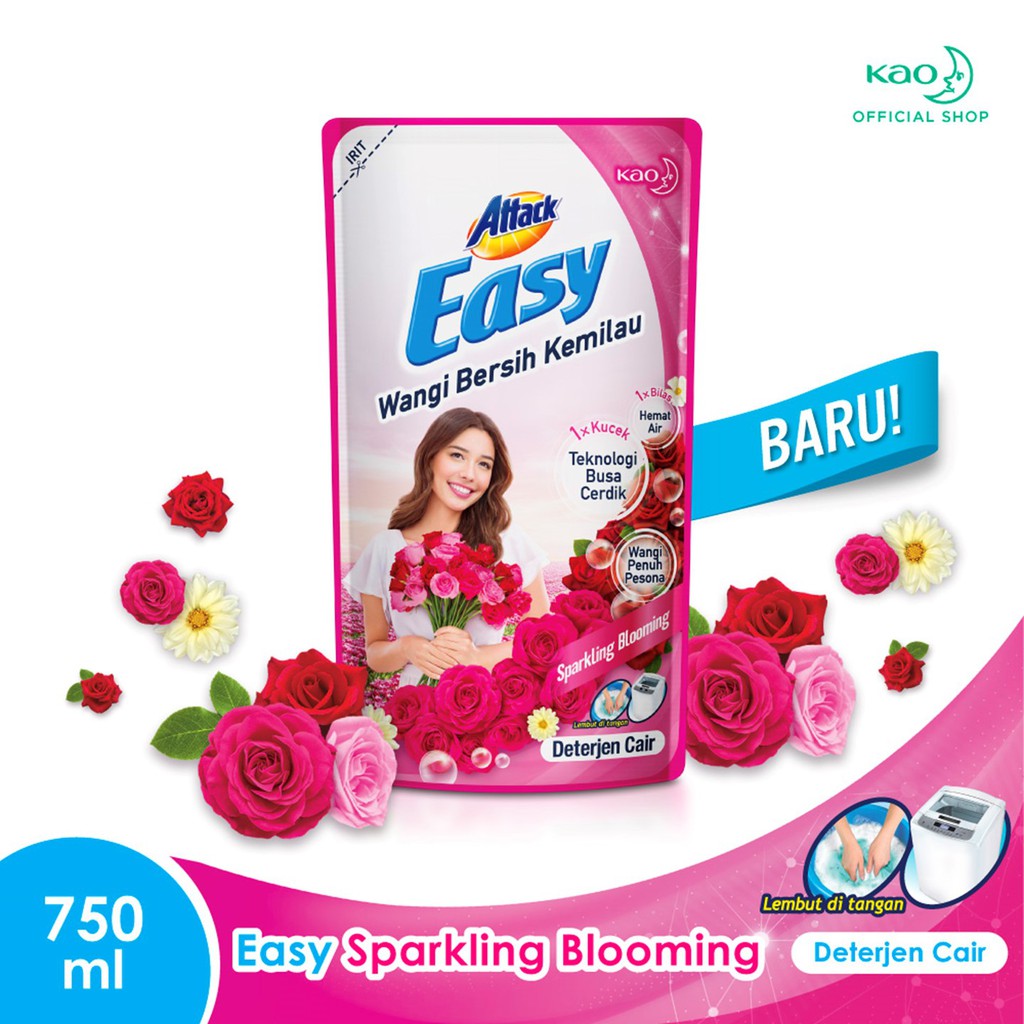 Jual Attack Easy Sabun Pencuci Pakaian Liquid Sparkling Blooming 750 mL ...