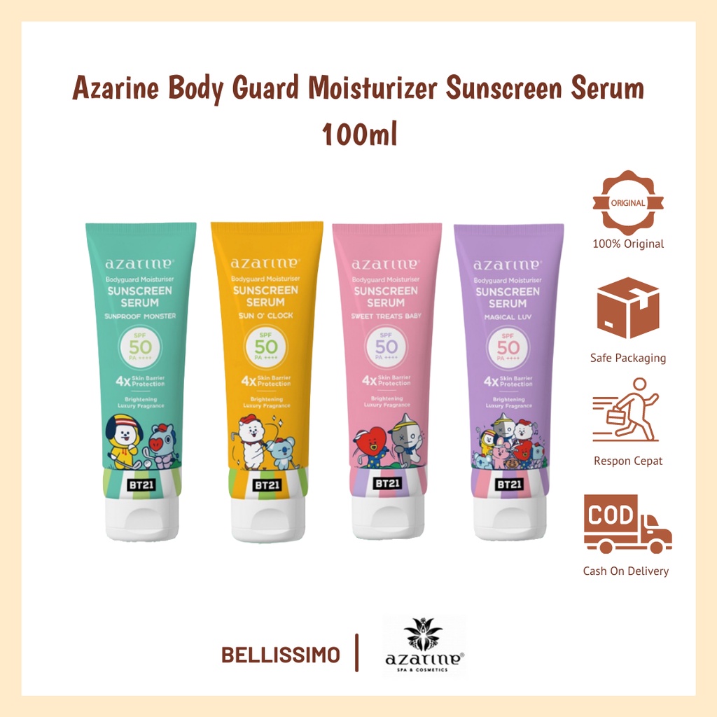 Jual Azarine BT21 Body Guard Moisturizer Sunscreen Serum 100ml | Shopee ...