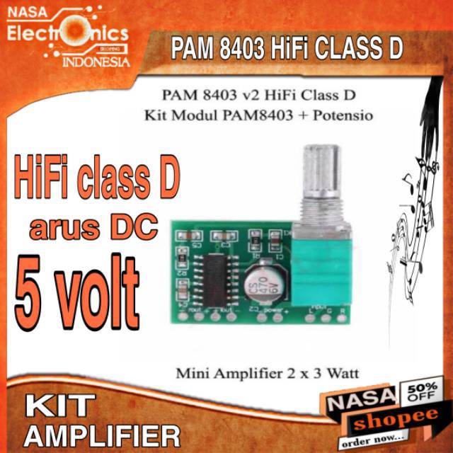 Jual KIT AMPLIFIER MINI PAM 8403 V2 HiFi Class D | Shopee Indonesia