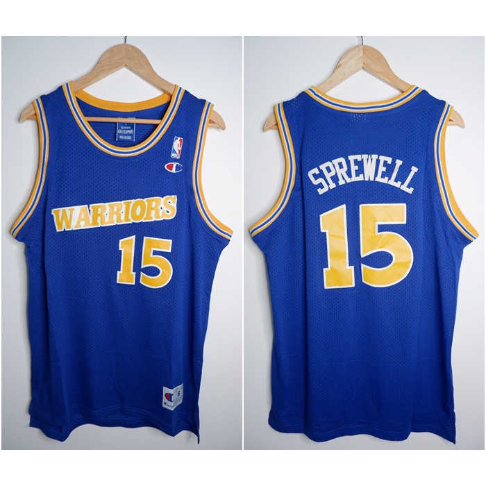 Jual JERSEY BASKET NBA CLASSIC HWC WARRIORS #15 LATRELL SPREWELL BIRU ...