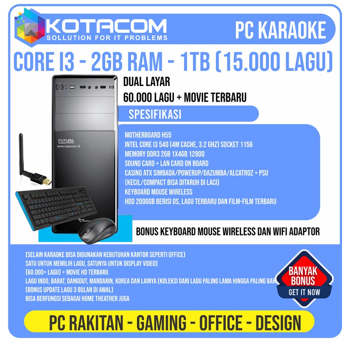 Jual Unik PC Rakitan Player Karaoke 1TB 15.000 Lagu Bukan Geisler ...