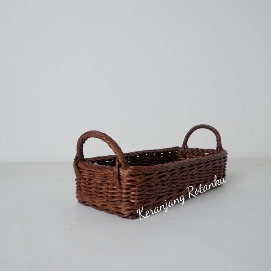 Jual Keranjang Rotan Persegi Panjang 25x10x5 Handle Warna | Shopee ...