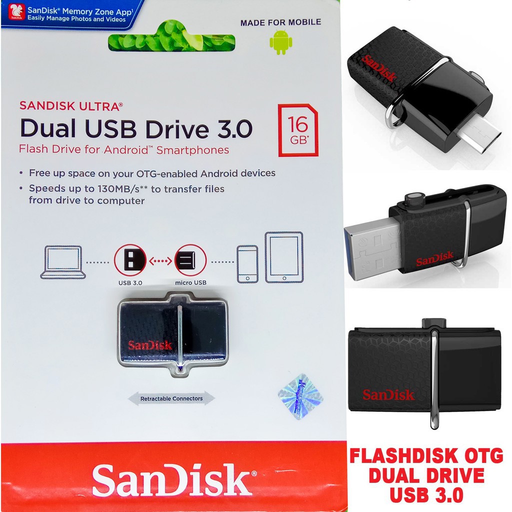 Jual Flashdisk Sandisk OTG 16GB Ultra Dual Drive USB 3.0 16 GB Flash ...