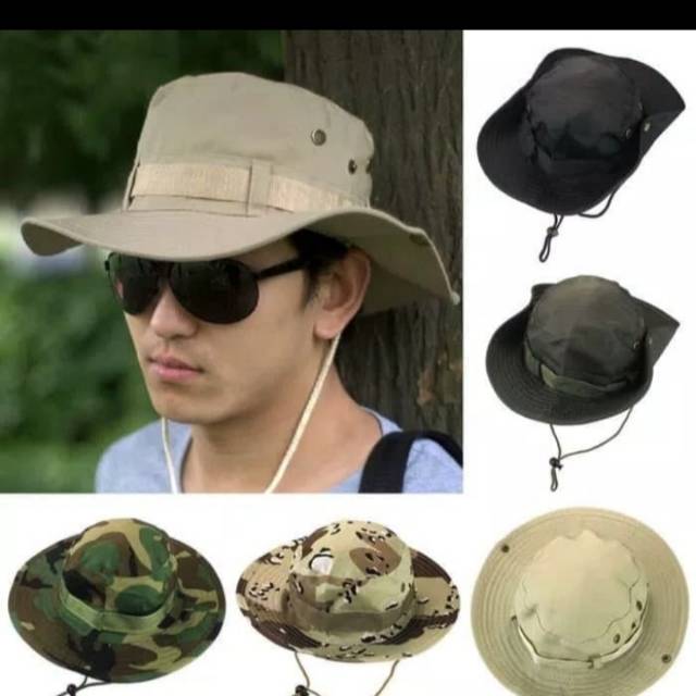 Jual Topi Rimba Tactical Army Hiking Khaki / Hat Outdoor Cowboy Koboy ...