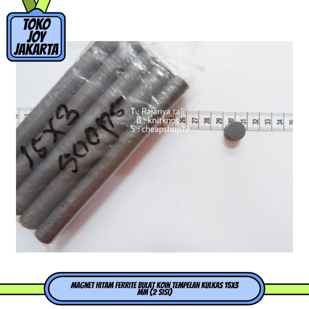 Jual Magnet Hitam Ferrite Bulat Koin Tempelan Kulkas 15x3 mm (2 sisi ...