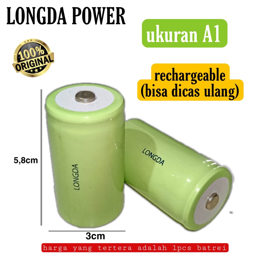 Jual Batrei Baterai Battery Cas Rechargeable A1 Jumbo size D 3000mAh ...
