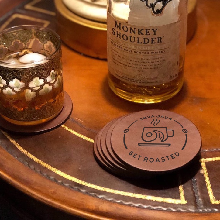 Jual Coaster Custom Faux Leather | Tatakan Gelas Cafe/Resto/Couple ...