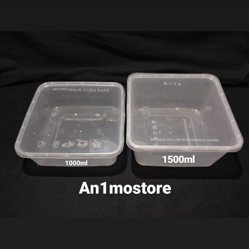 Jual Thinwall Square 1000ml 1500ml Food Container Kotak Makan