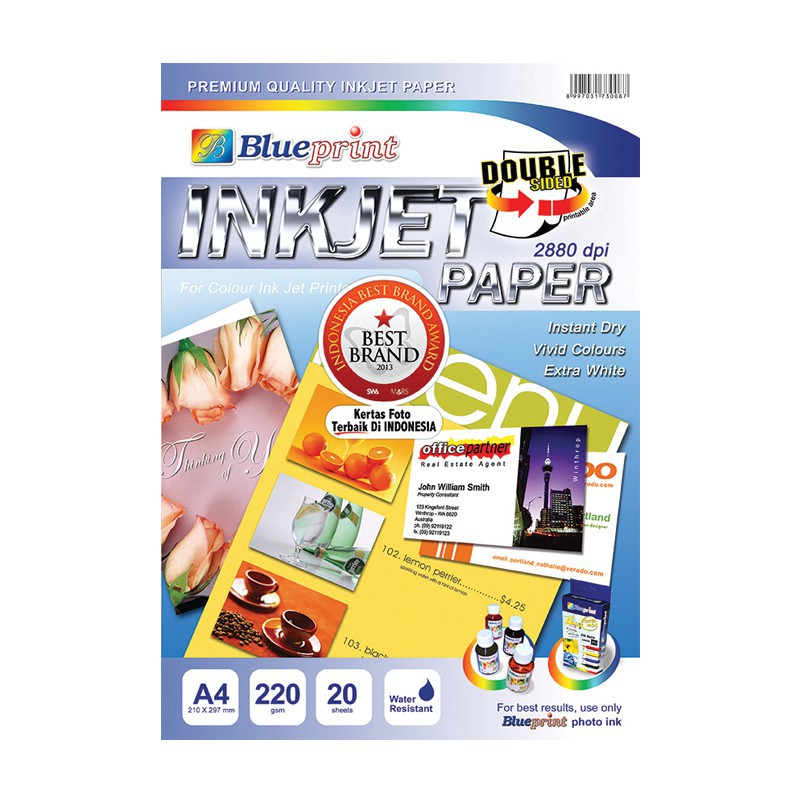 Jual Kertas Inkjet / Inkjet Double Sided Paper BLUEPRINT A4 220 gsm ...