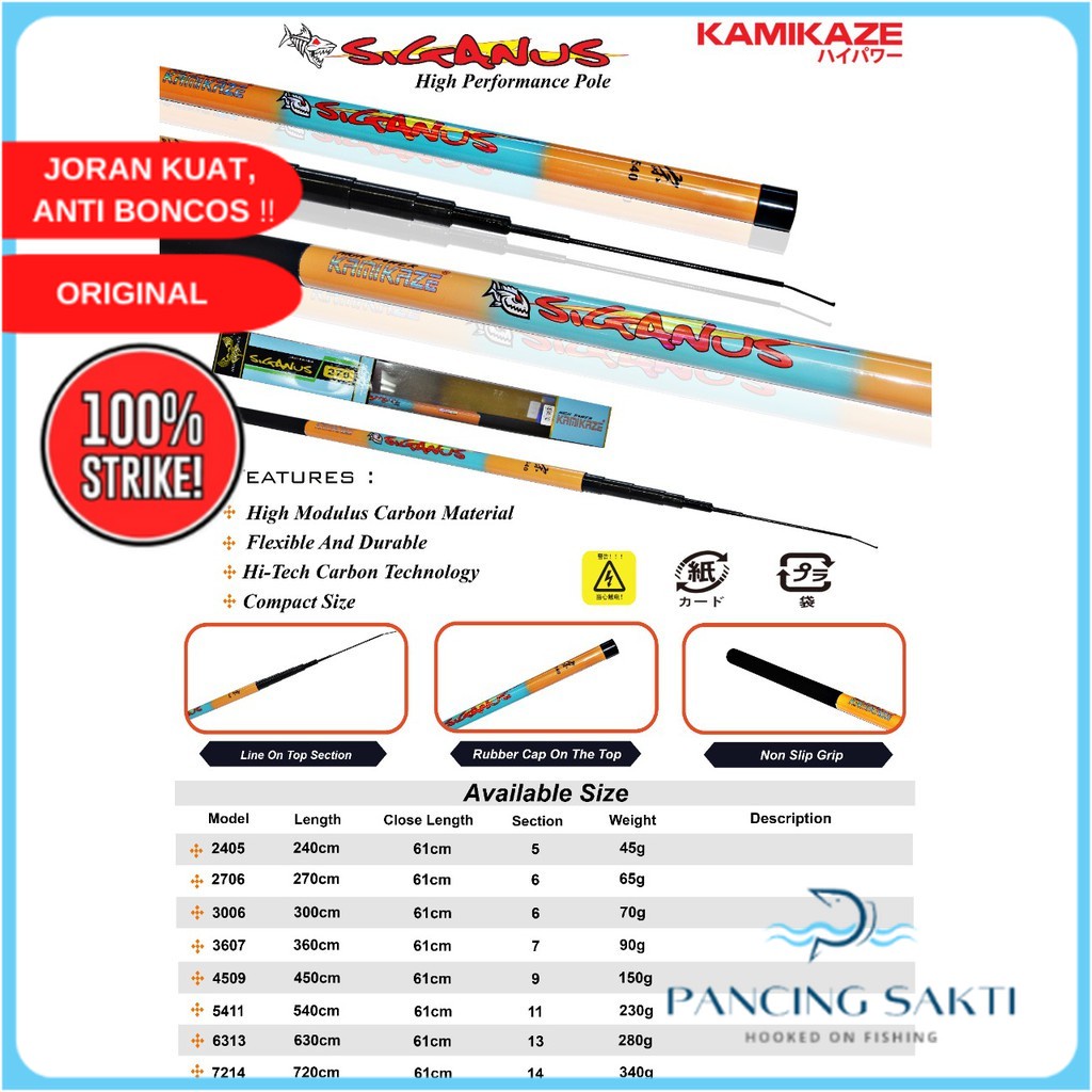 Jual Alat Pancing Joran Tegeg Rod Stik Pancing Tegek Ruas Pendek ...