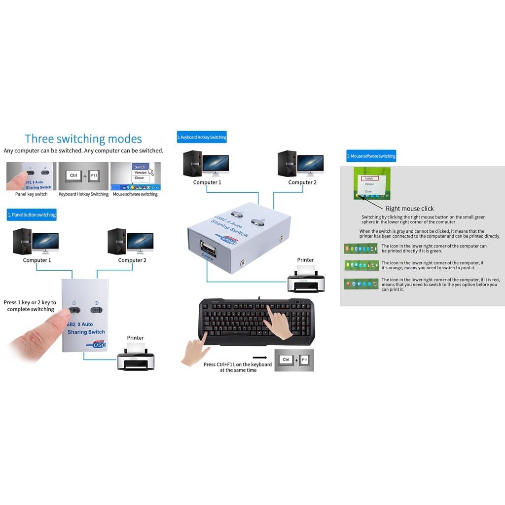 Jual Auto Switch Usb Printer 2 Port 2Port 4 Port Sharing Switcher USB 2.0 Printer Kable Manual ...