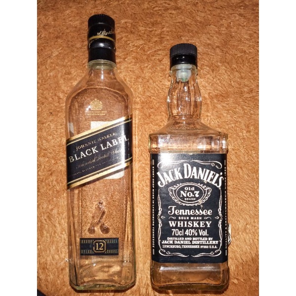 Jual BOTOL BEKAS MINUMAN ALKOHOL JACK DANIELS & BLACK LABEL (HIASAN ...