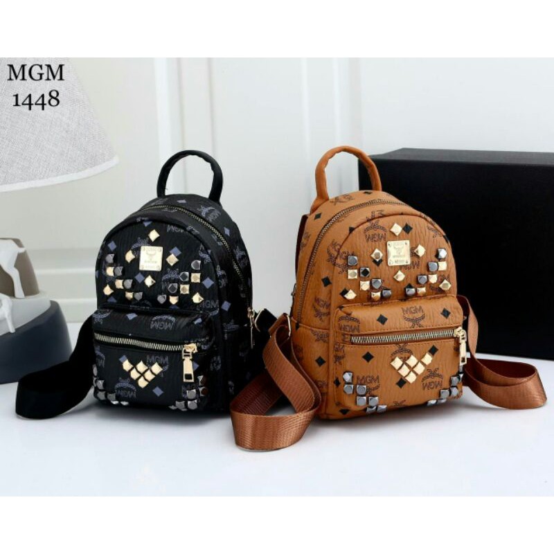 Jual New MGM Studded BackpackCode : 1448 (With Box) | Shopee Indonesia