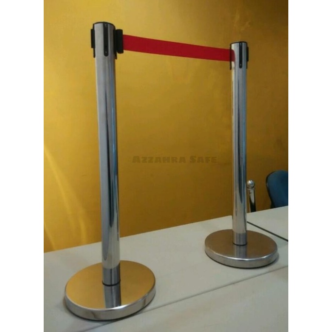 Jual Tiang antrian Stainless / Hitam Tiang pembatas antrian pita 2 mtr ...