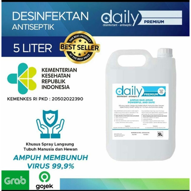 Jual KEMENKES Daily Disinfectant Premium 5L cairan disinfektan siap ...