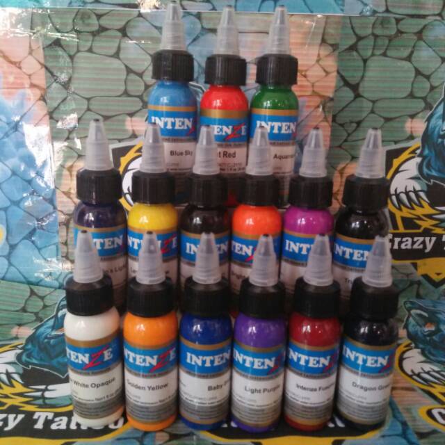 Jual tinta tattoo INTENZE 30ML 1os tatto pewarna tubuh alami pigment ...