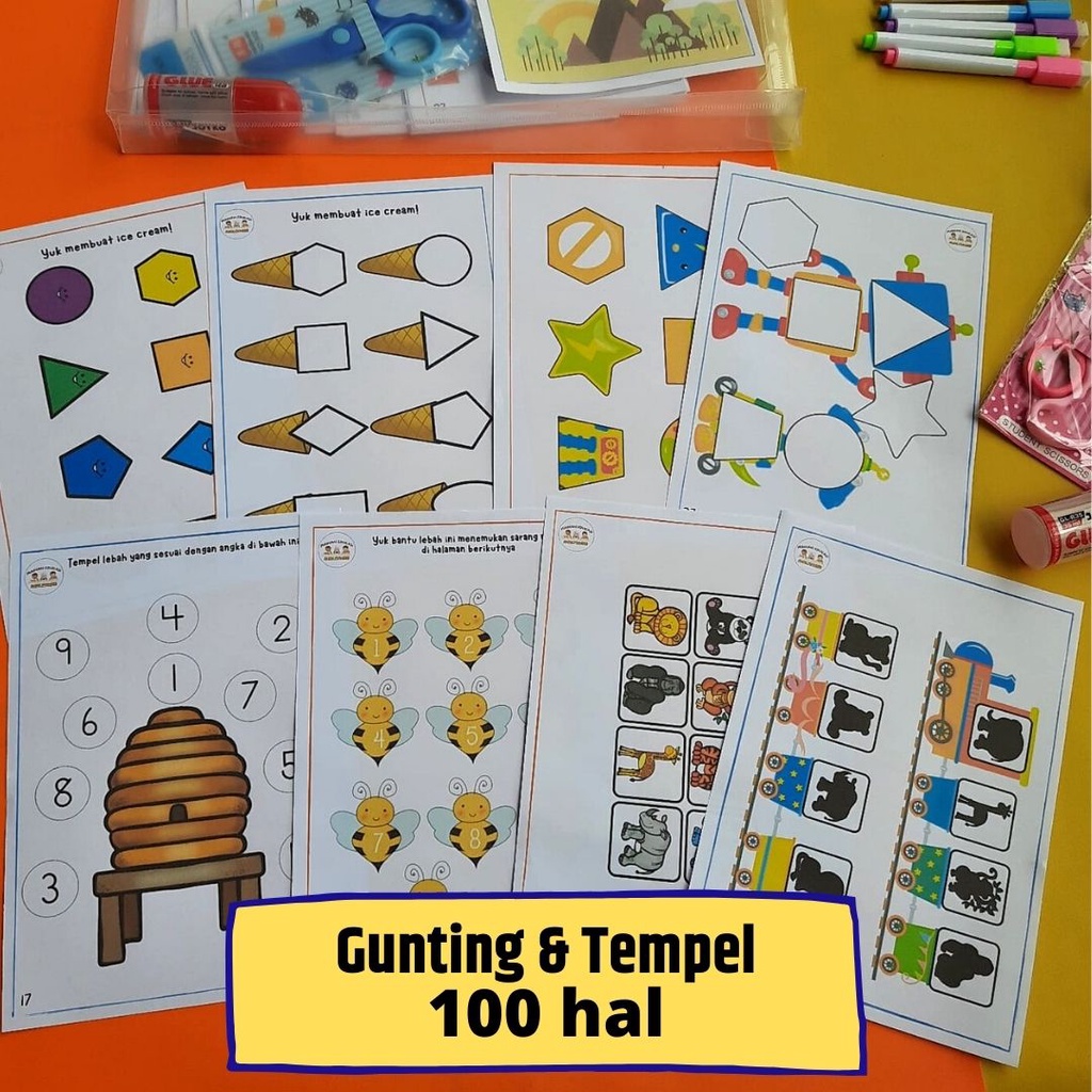 Jual 100 Aktivitas Menggunting Dan Menempel Gunting Tempel Worksheet ...
