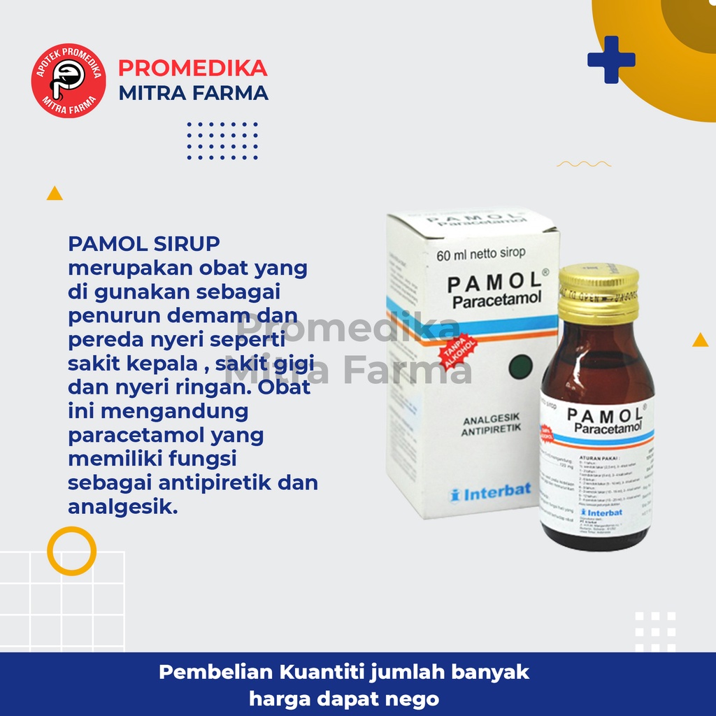 Jual Pamol 60 ml Syrup Botol / Obat Pereda Nyeri dan Demam Anak ...