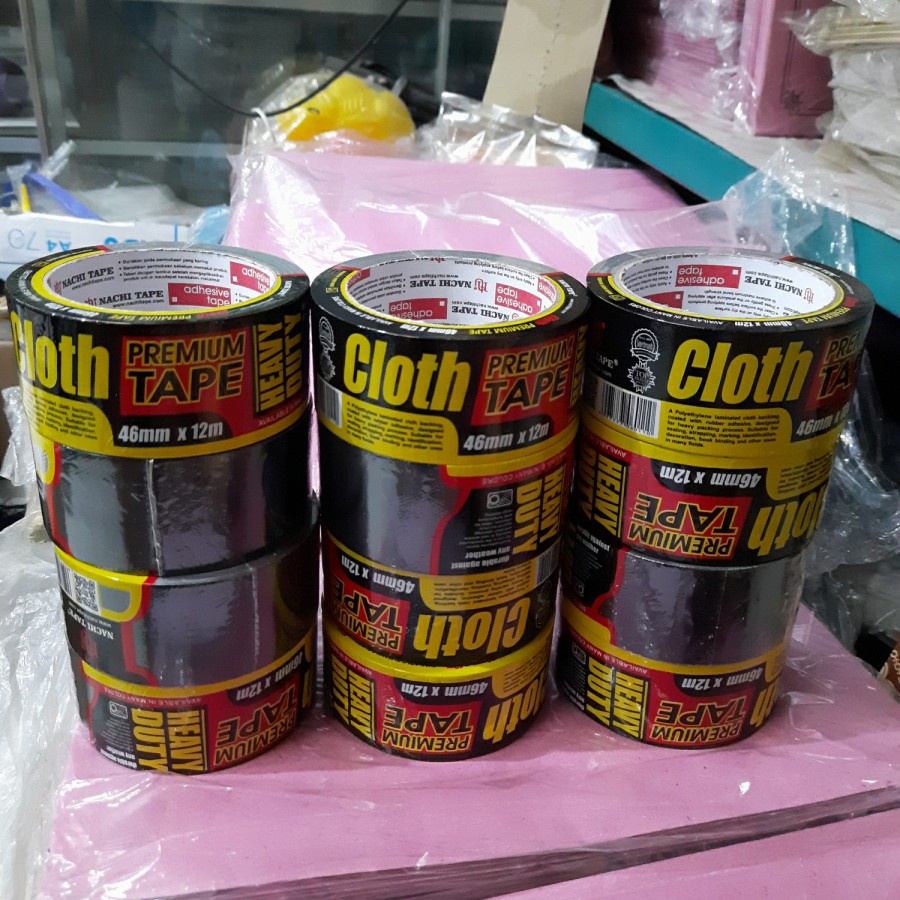 Jual 1 LUSIN Isolasi Lakban Kain Nachi 46mm Besar Hitam Isolasi Cloth ...