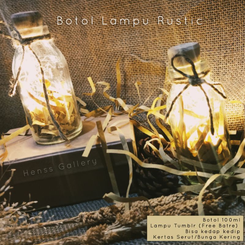 Jual Botol Lampu Rustic/Message in Bottle/Botol Hias/Botol Surat ...