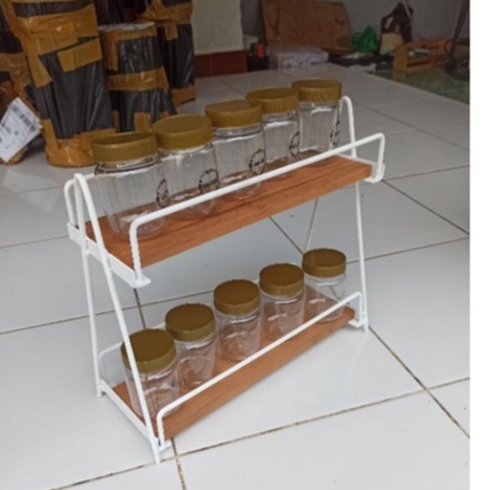 Jual RBK / RAK BUMBU DAPUR BESI DAN KAYU MODERN / RAK BUMBU BESI ...