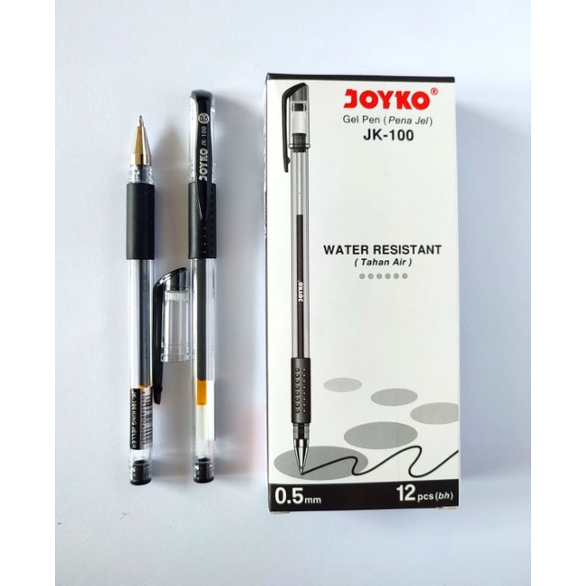 Jual Pulpen Gel Joyko JK-100 Warna Hitam & Biru 0.5mm ( 1 Pack/12 Pcs) | Shopee Indonesia