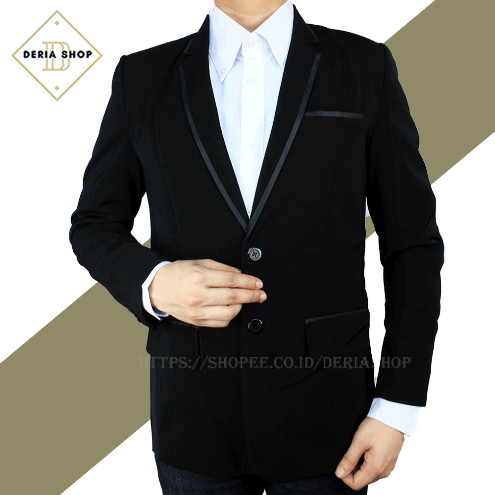 Jual Jas Formal Kantor Pria Dewasa Hitam Polos Baju Jas Cowok Premium Kantoran Laki Casual Murah ...