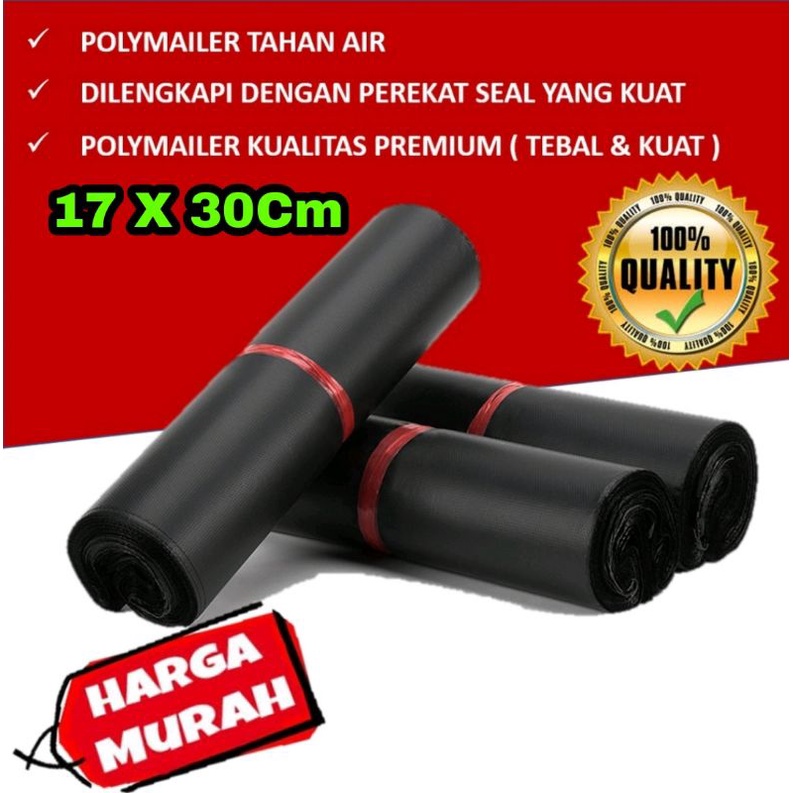 Jual PLASTIK PACKING POLYMAILER HITAM 17X30 ISI +/- 100 PACKING ONLINE ...