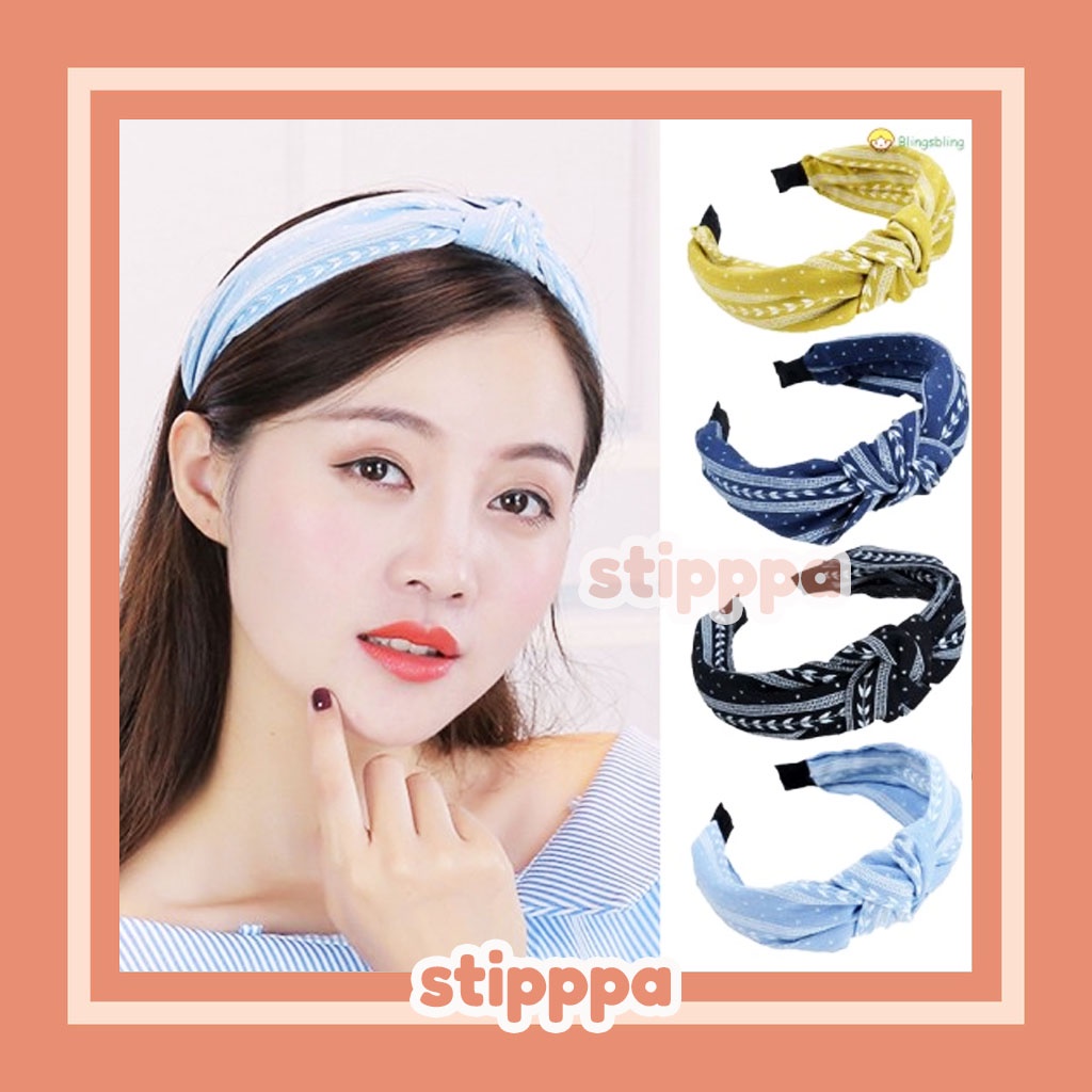Jual STIPA Bando Kain Motif Silang Ikat Jalin Cross Head Band Pattern ...