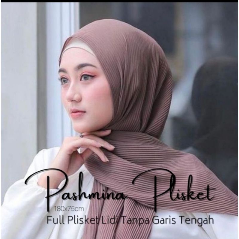 Jual PASHMINA PLISKET FULL PREMIUM BY CELMA.ID (TANPA GARIS TENGAH) | Shopee Indonesia