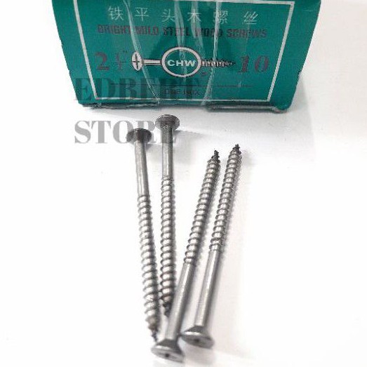 Jual Sekrup Kayu CHW Steel 2-1/2" x 10 / Skrup Wood Screw (A169) | Shopee Indonesia