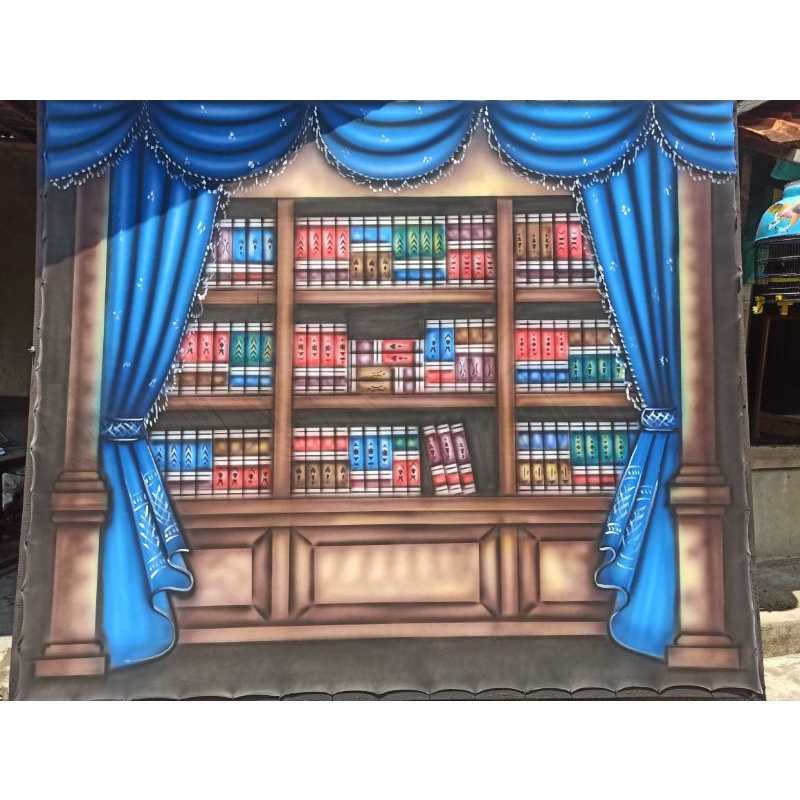 Jual Background Rak Buku untuk wisuda ukuran 2,5x3m | Shopee Indonesia