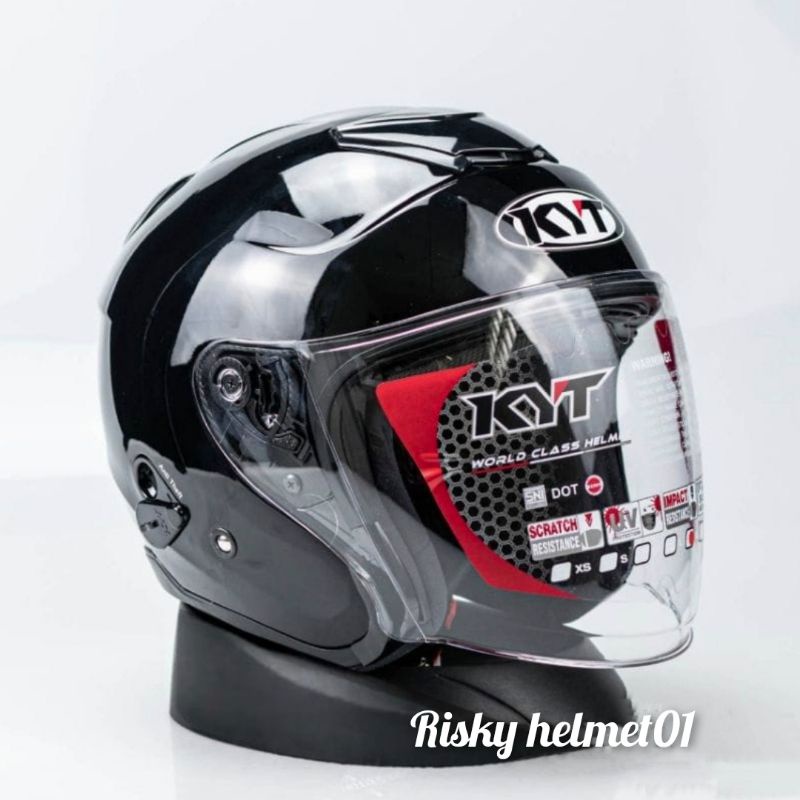 Jual helm half face KYT Kyoto black glossy | Shopee Indonesia