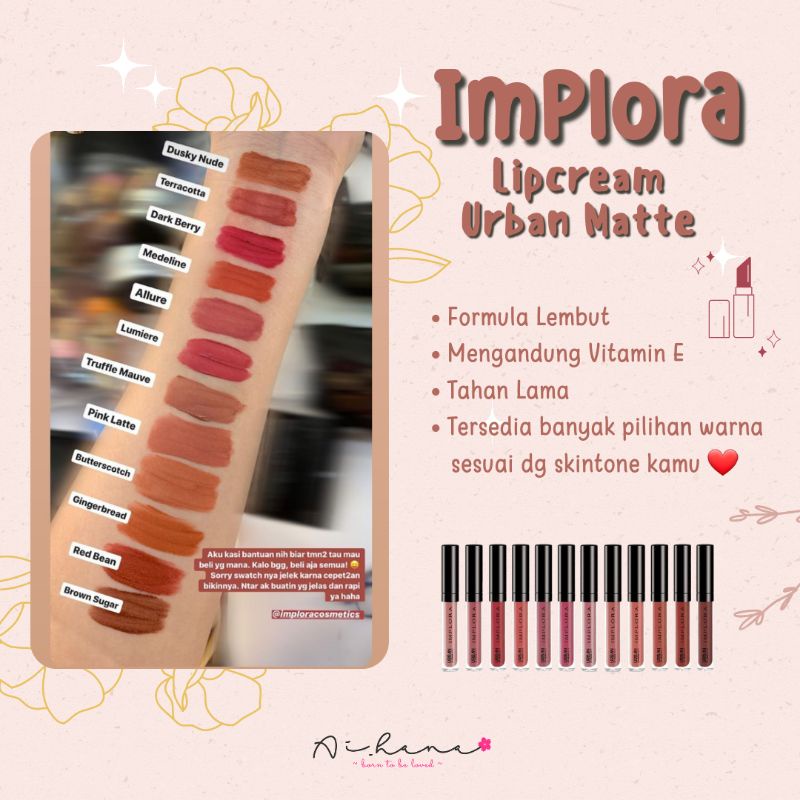 Jual LIP Cream IMPLORA Matte ORIGINAL BPOM LENGKAP NO.1 - 12 | Shopee ...